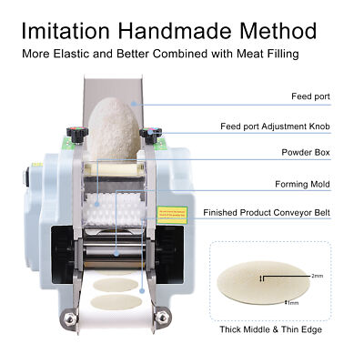 Automatic Dumpling Skin Machine 110V 140W Dumpling Wrapper Maker 60 ...
