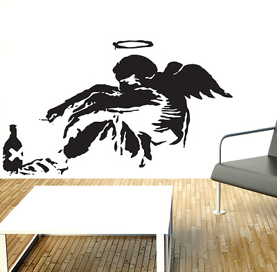BANKSY STYLE FALLEN ANGEL WALL ART STICKER DECAL | eBay UK