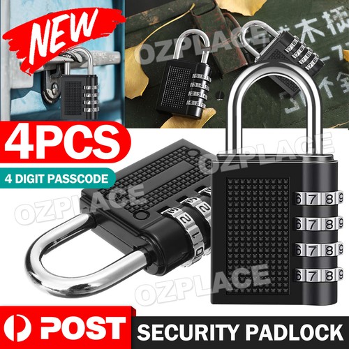 4x Combination-Lock 4 Digit Outdoor Waterproof Padlock,Gate,Locker,Hasp ...