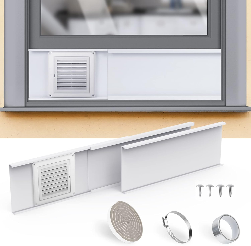 Flehomo Dryer Vent Window Kit with Louvered Vent Cover, Dryer Vent Kit ...