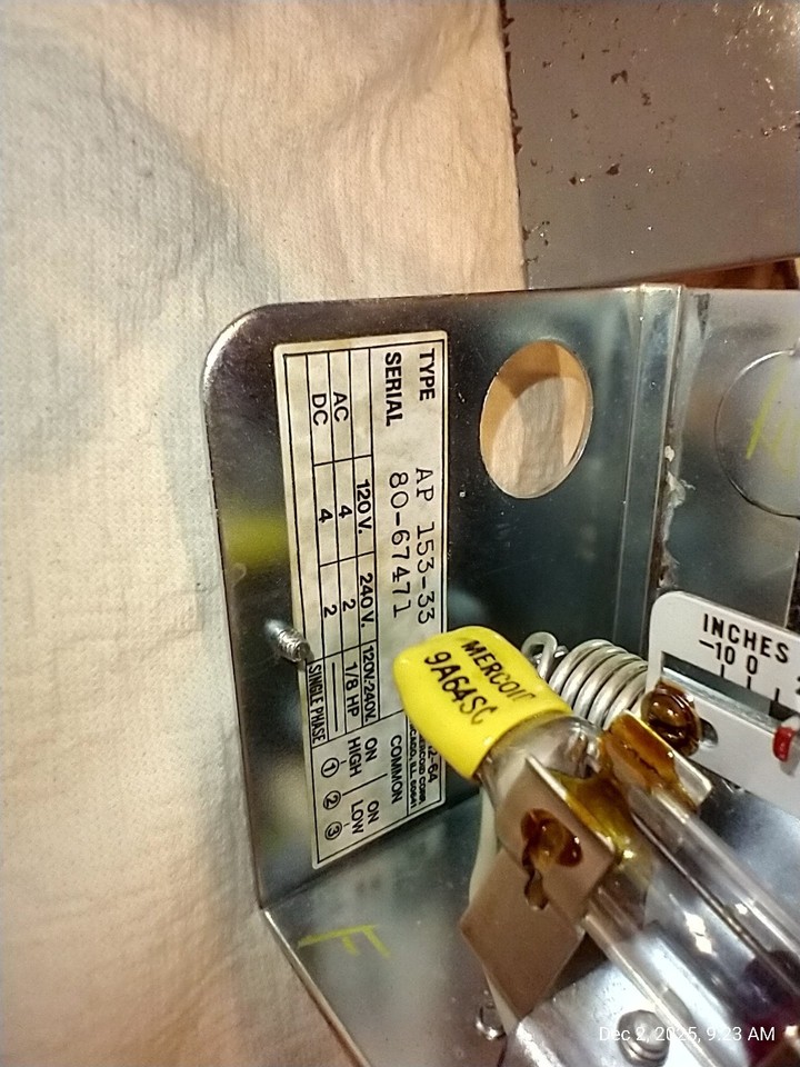 Mercoid Pressure Control Mercury Switch Single Post Double Throw. | eBay
