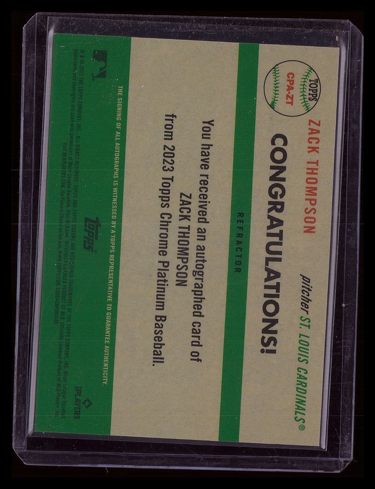 2023 TOPPS CHROME PLATINUM ZACK THOMPSON ROOKIE AUTOGRAPH /199 # CPA-ZT ...