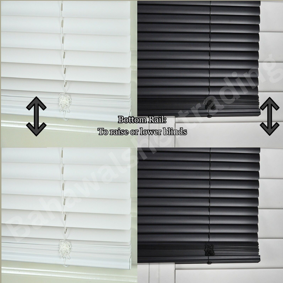 White PVC Blinds Wood Effect Window Venetian Blind Trimable Easy Fit ...