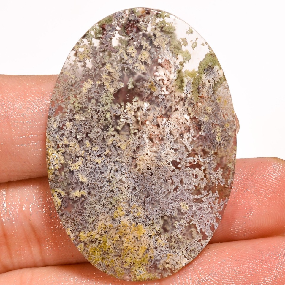 39.05CT AAA Natural MOSS AGATE Cabochon Indonesian Agate OVAL Gemstone ...