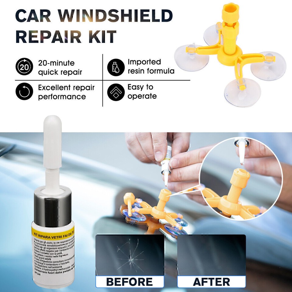 Windshield Repair Kit Quick Fix Car Wind Glass Bullseye Rock Chip Crack ...