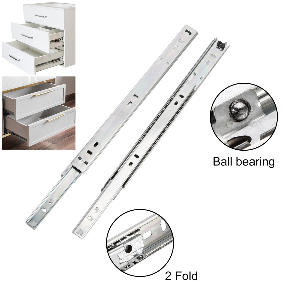 27mm BALL BEARING DRAWER RUNNERS/SLIDES Cabinet 250mm-500mm Partial ...