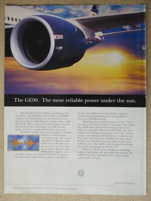 4/1995 PUB GENERAL ELECTRIC GE90 ENGINE BOEING 777 ORIGINAL AD | eBay
