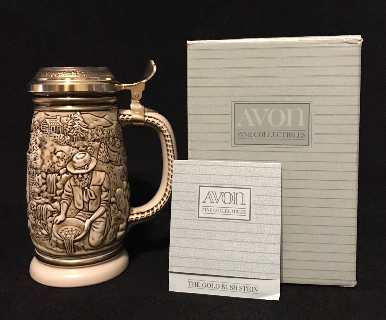 Vintage 1987 AVON BEER STEIN "THE GOLD RUSH" Collectible Lidded Ceramic ...
