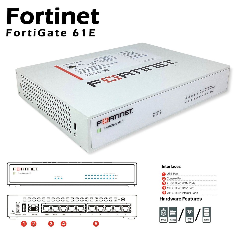 Fortinet Fortigate FG-61E Firewall Network Security Appliance ATP ...