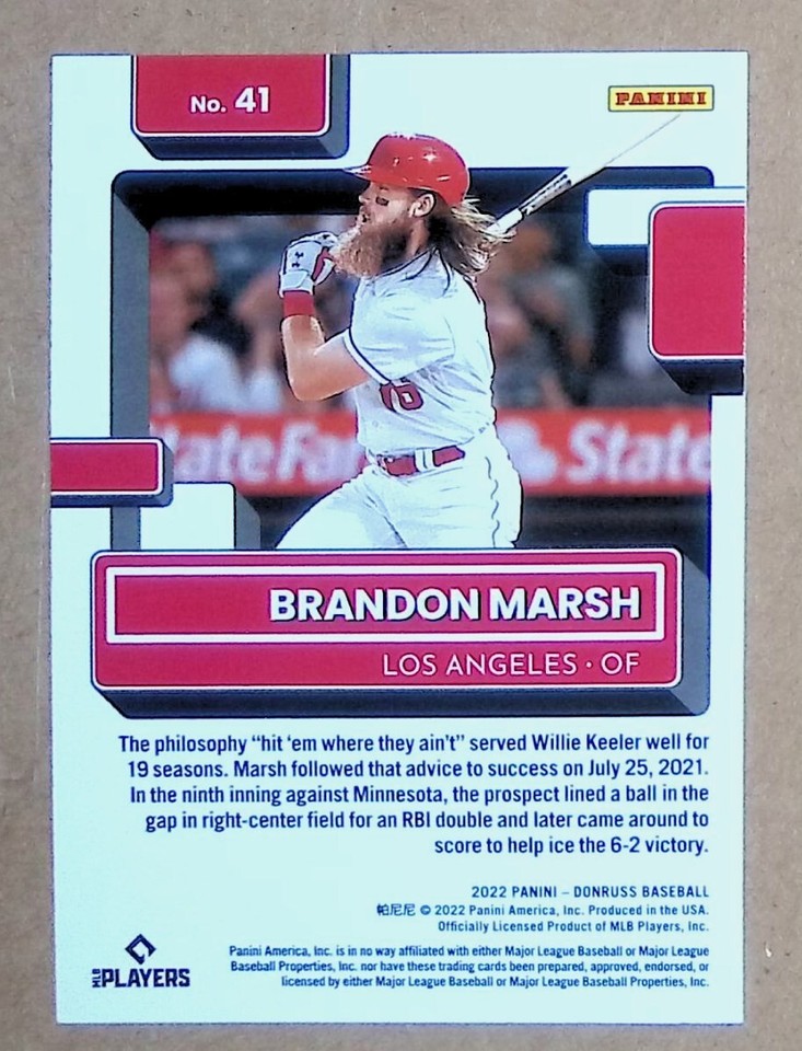 2022 Panini Donruss Brandon Marsh RC Rated Rookie Orange Foil #41 R2676 ...