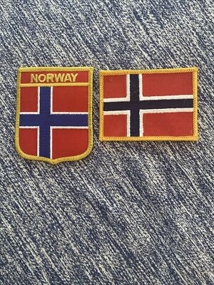 2 NORWAY Flag Iron-On Patches - New! | eBay