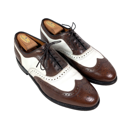 ALLEN EDMONDS Broadstreet Spectator Wingtip White Brown Shoes Sz 10 D ...