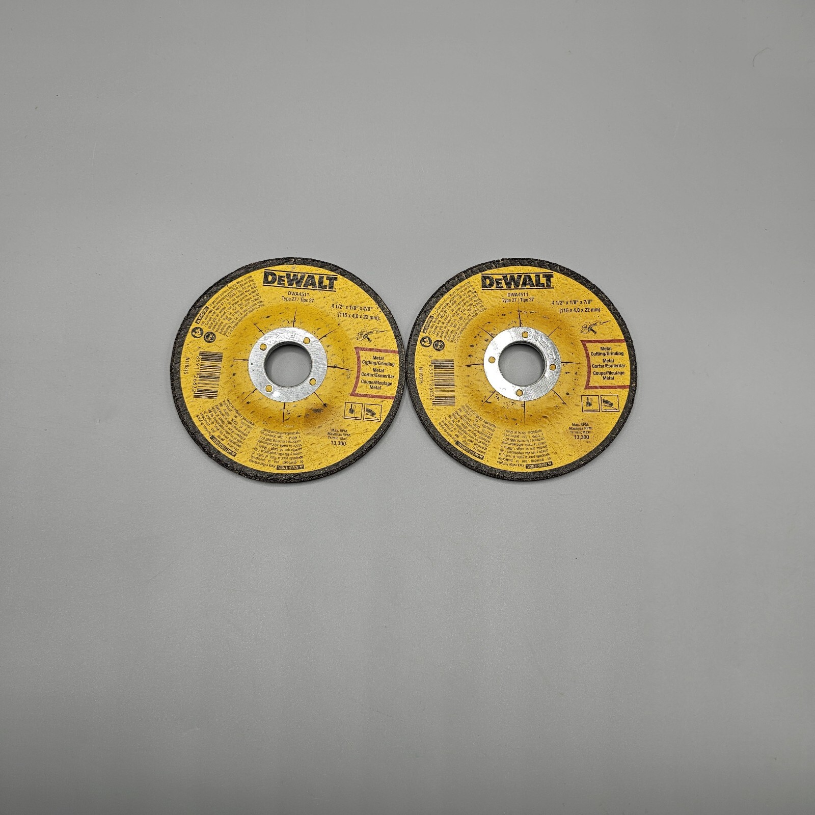 Dewalt Grinding Wheel For Metal 4 1/2" X 1/8" X 7/8" #DWA4511 Lot Of 2 ...