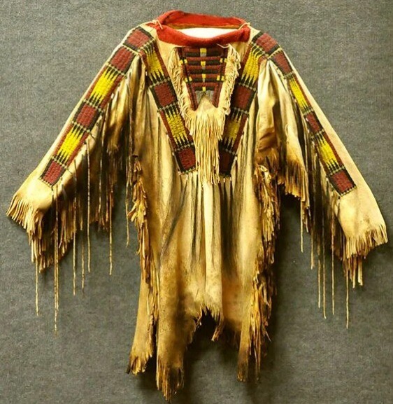 Old Style American Buckskin Buffalo Beaded Fringes Powwow Regalia War ...