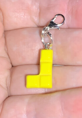 Yellow Tetris Game Piece Charm Zipper Pull & Keychain Add On Clip!! | eBay