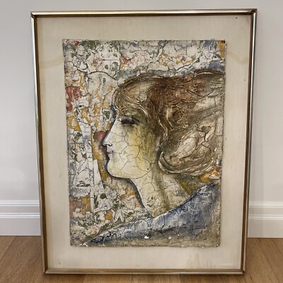 Ljubo Biro Mixed Media Impasto Painting Young Woman Mid Century Modern ...