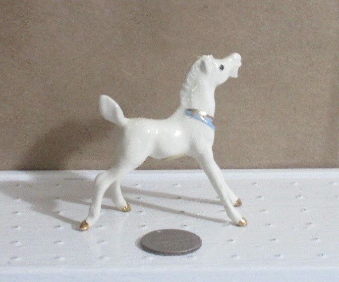White W/Gold Accent Porcelain Head Up Circus Pony; Hagen Renaker (See ...