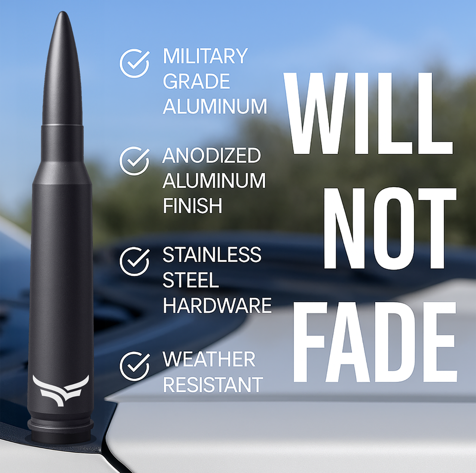 50 CAL BADASS BULLET ANTENNA® FORD F150 RAPTOR RAM BRONCO ANTI-THEFT ...