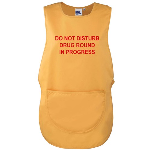 Drug Round Care Home Medical Work Wear Tabard Yellow with Printed Red ...