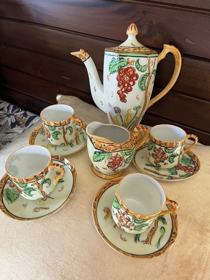 Vintage Bone China Tea Set Made In Japan Colorful Grape Design | eBay