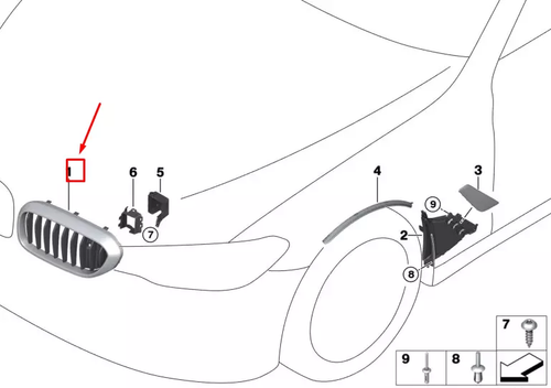 Original BMW G30 G31 518d 520d ed 520dX 520i Ziergitter Front links ...
