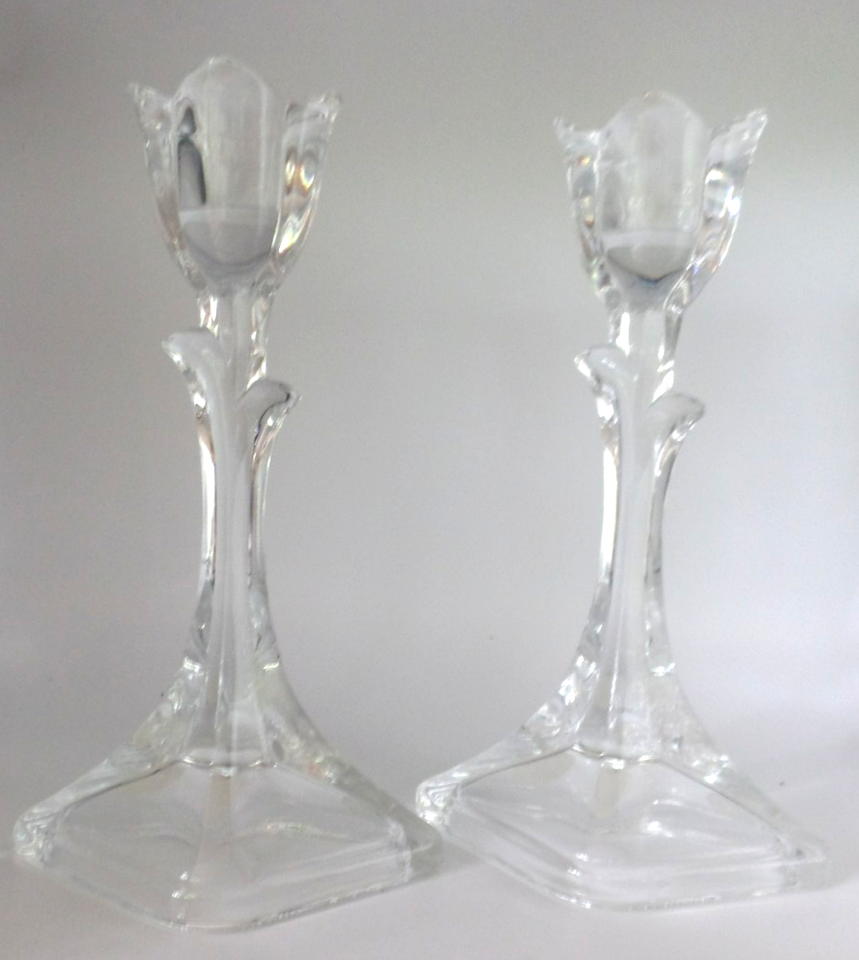 pair Lead Crystal Mediterranean Tulip / flower CANDLE HOLDERS by ...