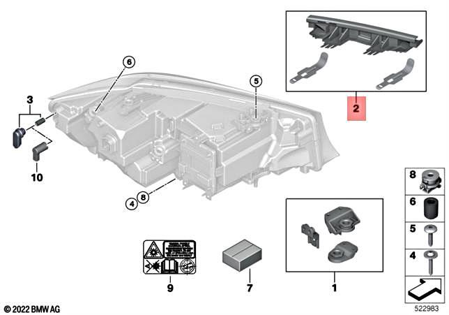 Genuine BMW M3 G20 318d 320d 320dX 320i 1.6 Bracket headlight Right ...