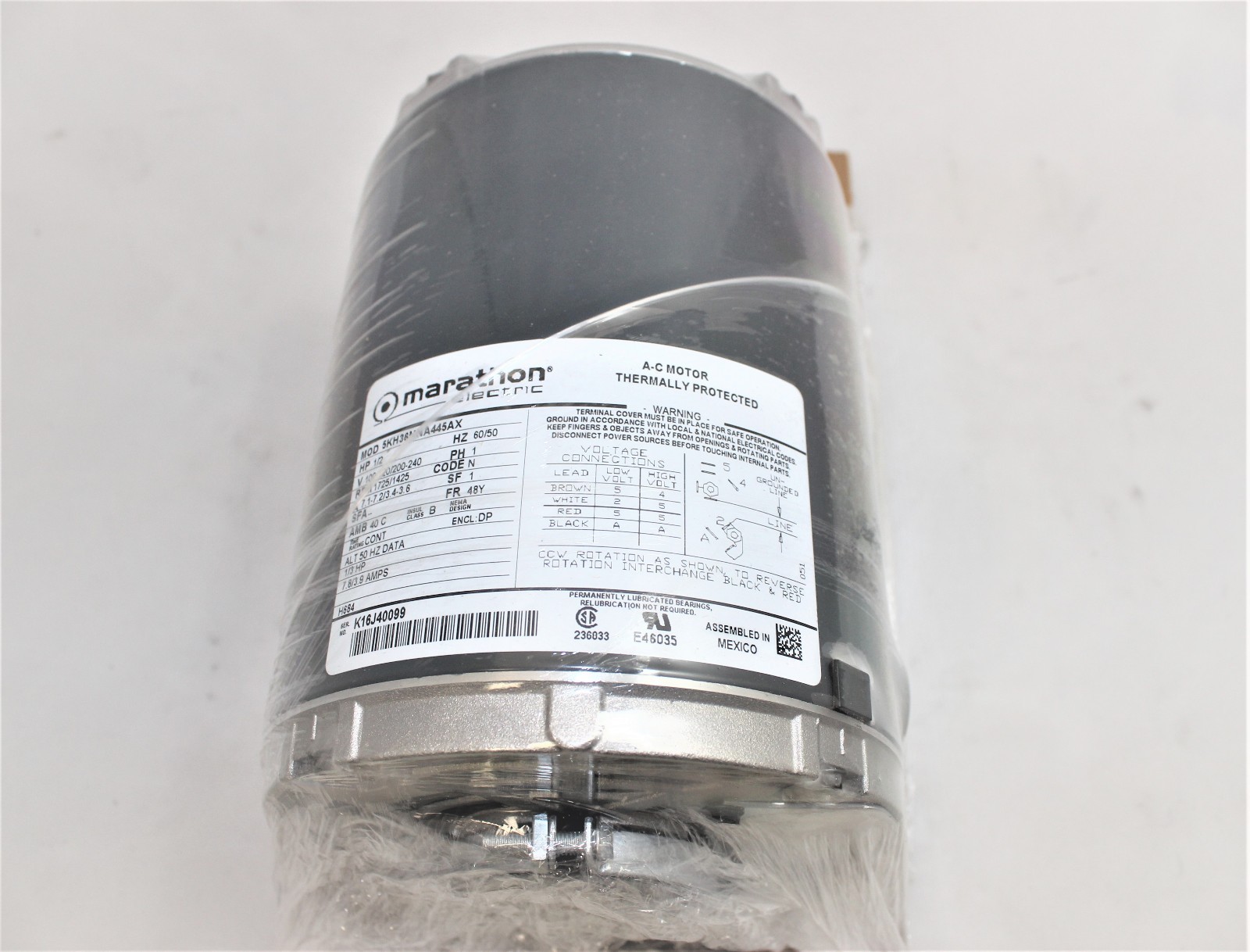 Carbonator Procon Pump Motor 1/2 hp, HZ: 60/50, Volts: 100-120/200-240 ...