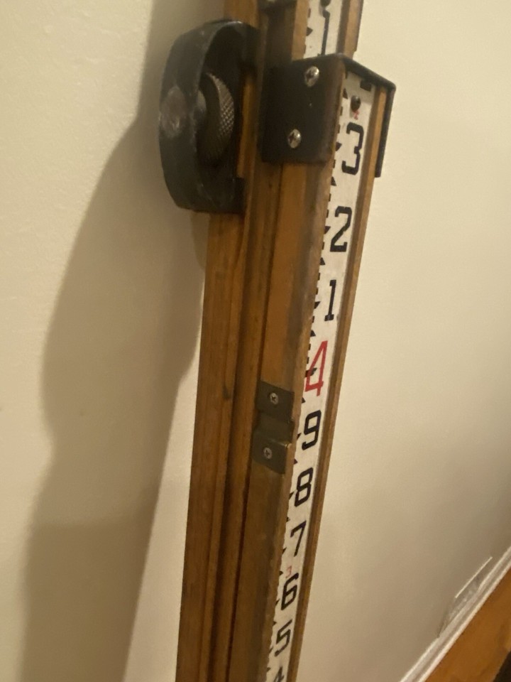 VINTAGE JK ADAMS CO. SURVEYING MEASURING STICK TRANSIT ROD -3 SECTIONS ...