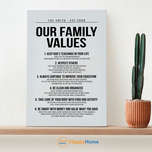 Personalized Family Values Sign Custom Our Family Values Print Room ...