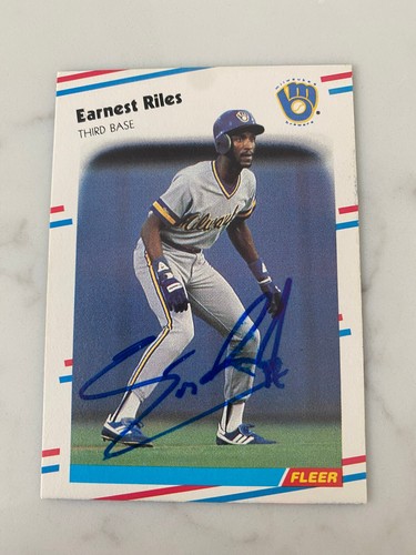 Earnest Riles Autographed 1988 Fleer #172 Milwaukee Brewers | eBay