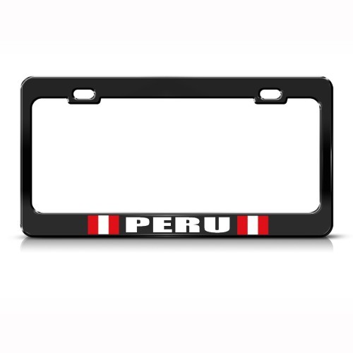 PERU PERUVIAN FLAG BLACK COUNTRY Metal License Plate Frame Tag Holder ...