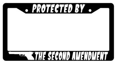 Black License Plate Frame PROTECTED BY THE 2ND AMENDMENT Auto Accessory ...