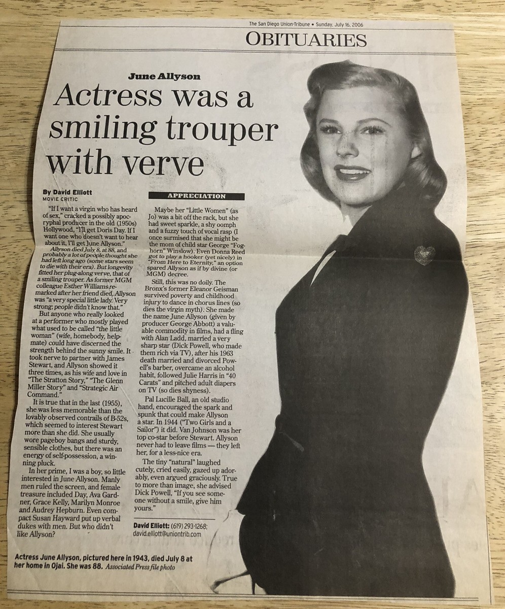 June Allyson Obituary