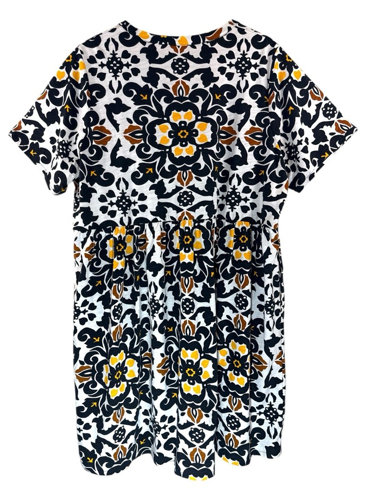 Boden Easy Notch Neck Short Sleeves Jersey Dress Black & Opulent Pome ...