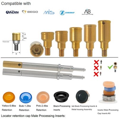 US Zimmer Adin Mis Bego Overdenture locator Abutments &Male Caps Tools ...