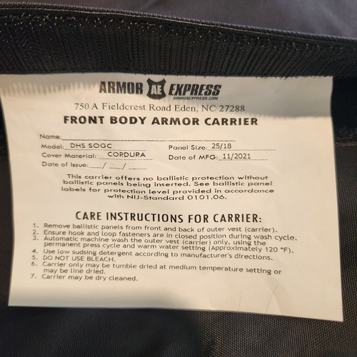 Tactical Modular Carrier Vest with Adjustable Straps Armor Express 25/ ...