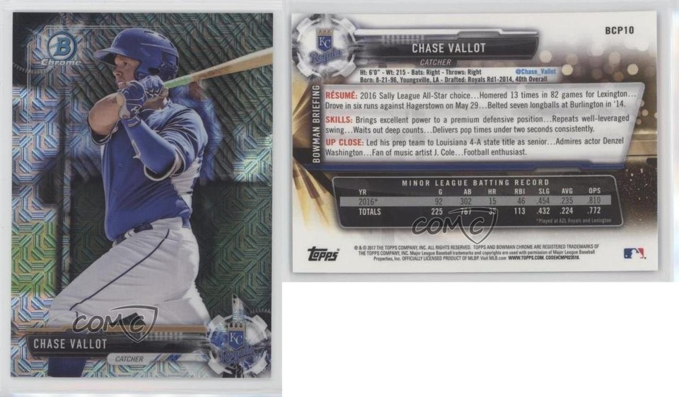 2017 Bowman Chrome Prospects Mega Box Refractor Chase Vallot #BCP10 kr0 ...