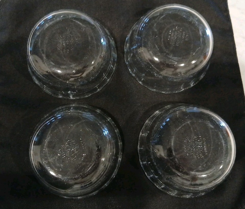 4 Corning PYREX 464 10oz 300 ml Custard Dessert Cups Bowls 3 Ring ...