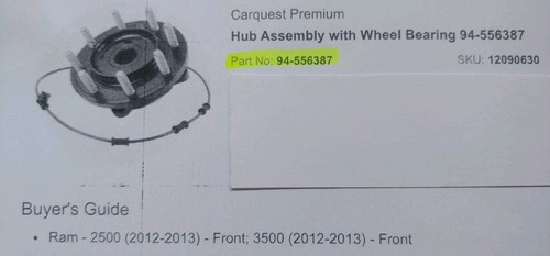 CARQUEST 94-556387 Hub Assembly New In Box For Ram 2500 3500 Read Add ...