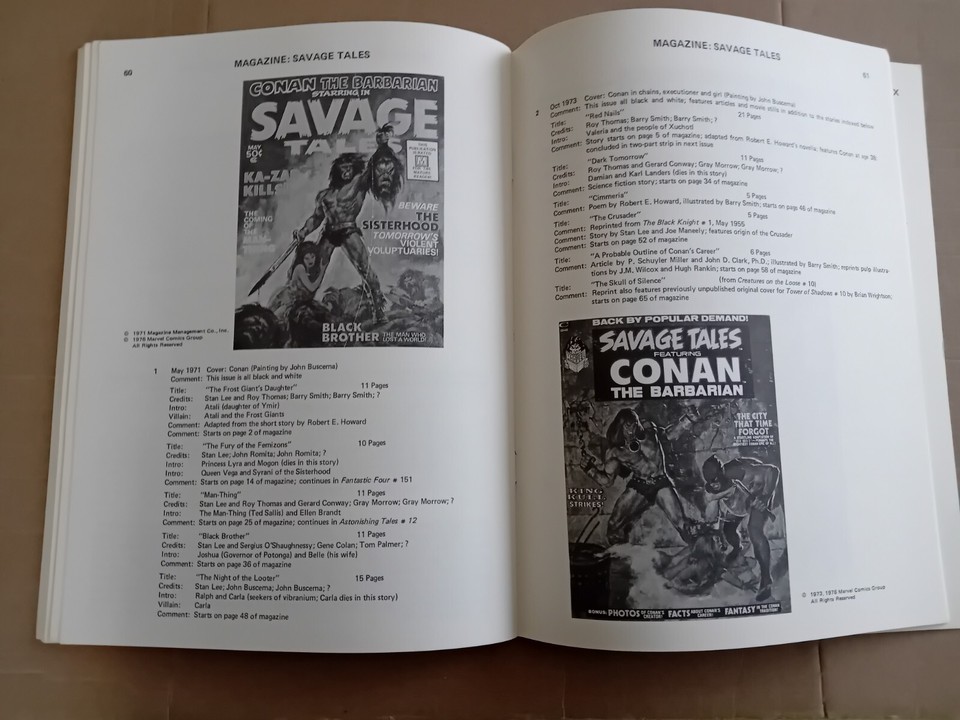 Conan And The Barbarians : Marvel Comics Index Vol 1. #2. Kull,Kazar ...