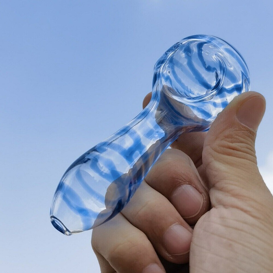 4 inch Blue Smoking Pipe Bowl Hand Pipes Glass Spoon Pipe Bowl ...