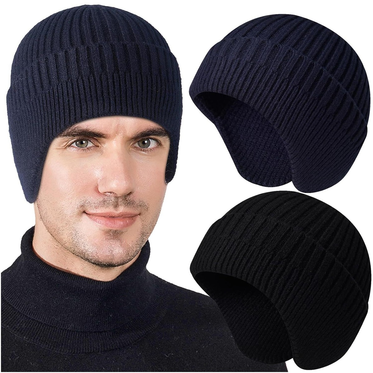 Ear Flaps Knit Hat Winter Warm Cuff Beanie Skull Cap Outdoor Ear Flaps Knit Hat Winter Warm Cuff Beanie Skull Cap Outdoor
