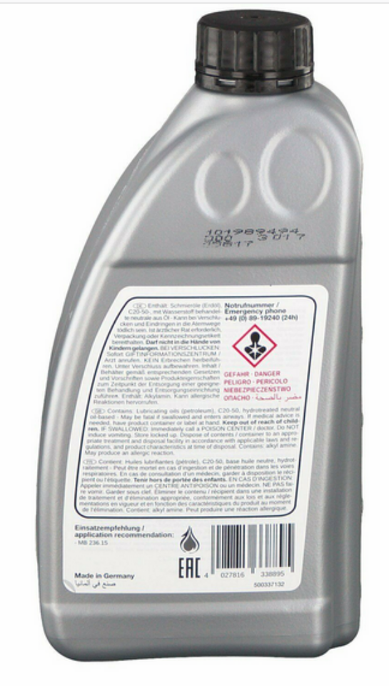 Febi Blue Mercedes ATF 134 FE OE #: 0019897803 or 0019897703 see ...
