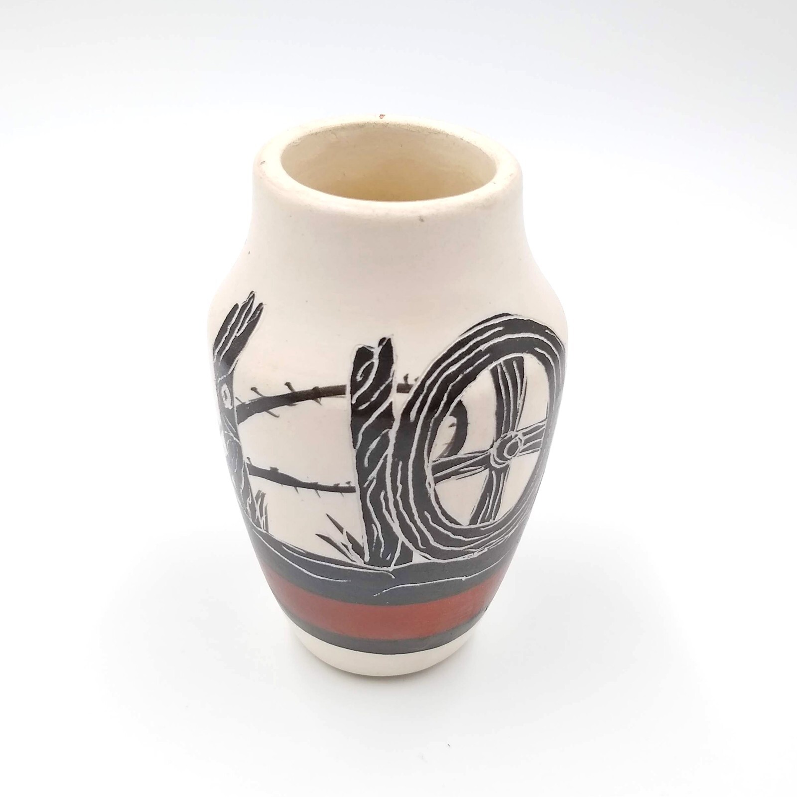 Native American Vessel Betty Selby Barbed Wire Fence Wagon Wheel Desert ...