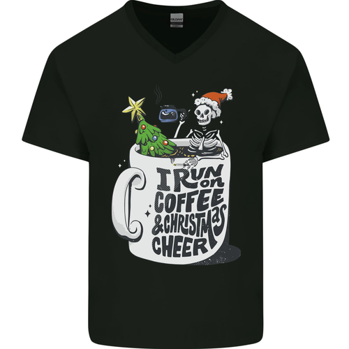I Run Sur Café Et Noël Cheer Crâne Mens T-Shirt | eBay