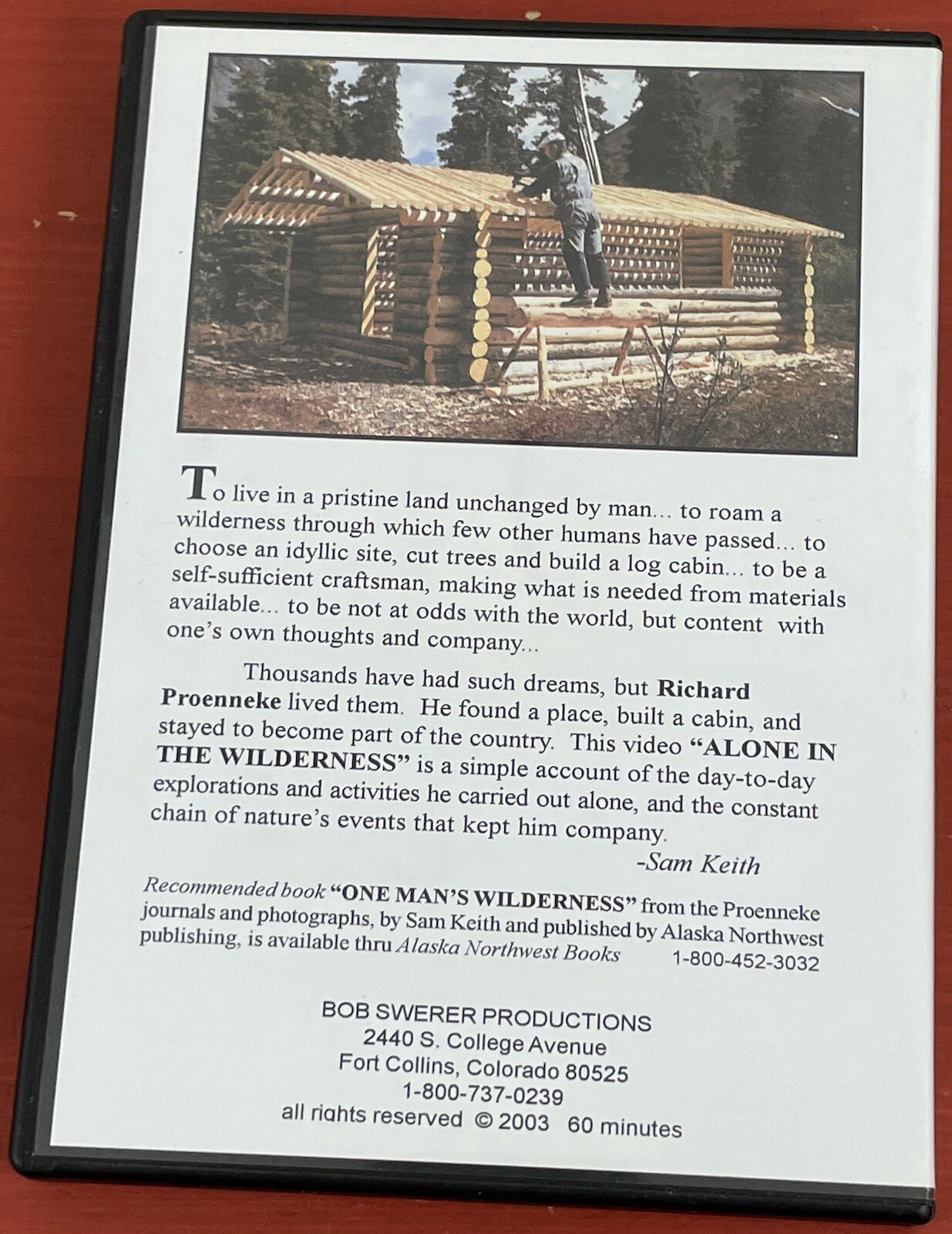 Alone in the Wilderness DVD Bob Swerer Production ~ Richard Proenneke ...