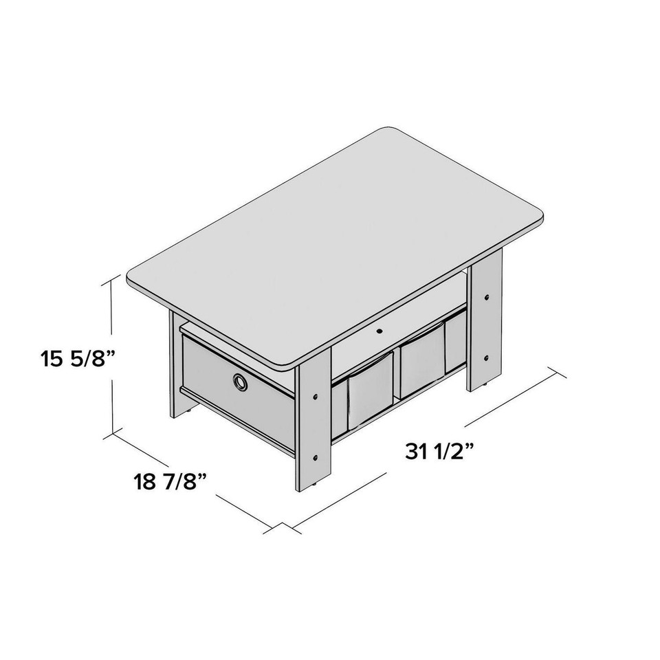 Contemporary Coffee Table Open Center Shelf And Two Lower Bins For ...