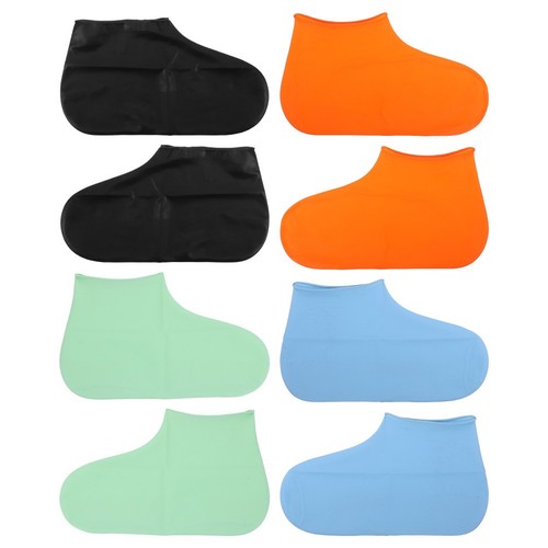 4 Pairs Shoe Booties Covers Reusable Rain Overshoes Outdoor Anti Skid ...
