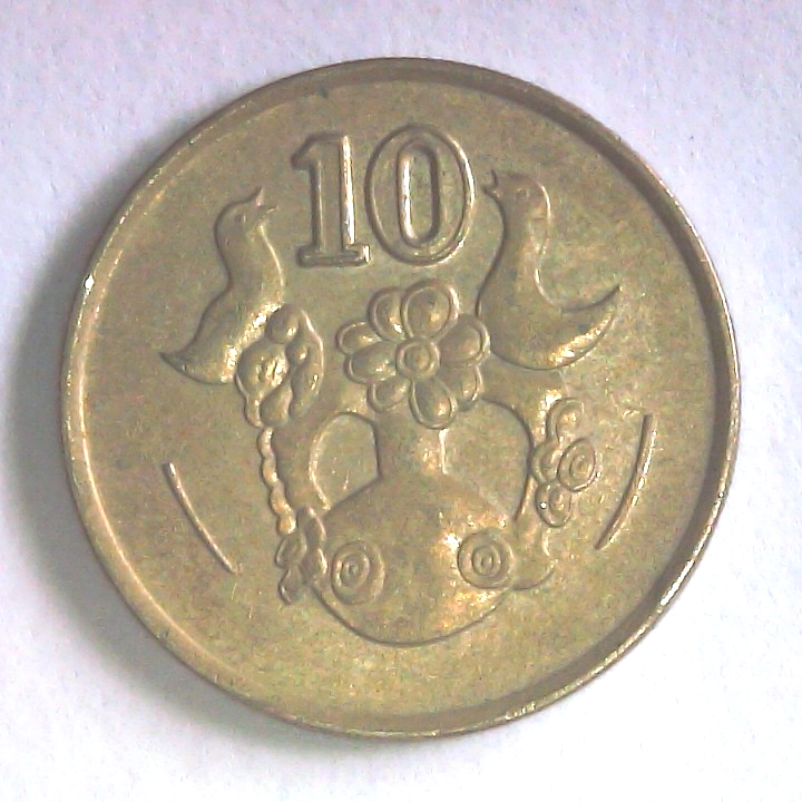 1988 Cyprus coin 10 Cents KM#56.2 Kibris World Exc VF+ Coins Bordered ...